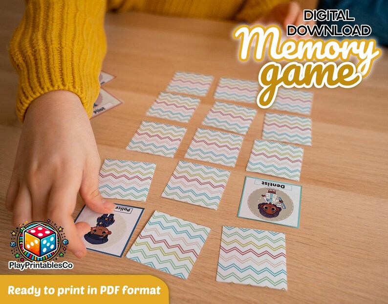 Printable Jobs Memory Game: Educational Matching Cards (PDF Download ...