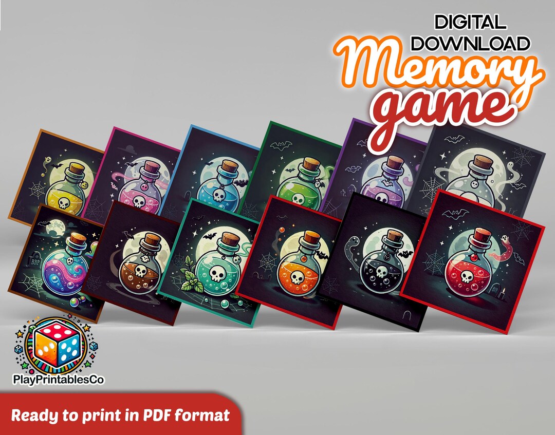 Halloween Potion Memory Game: Spooky Matching Cards (digital Download ...