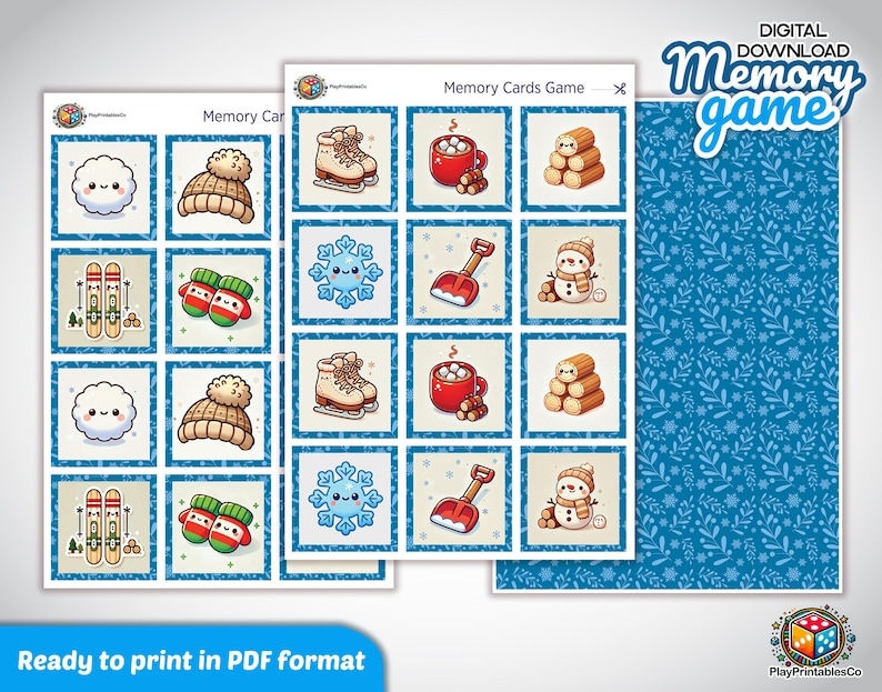Winter Memory Matching Game: Printable Preschool Activity (digital ...