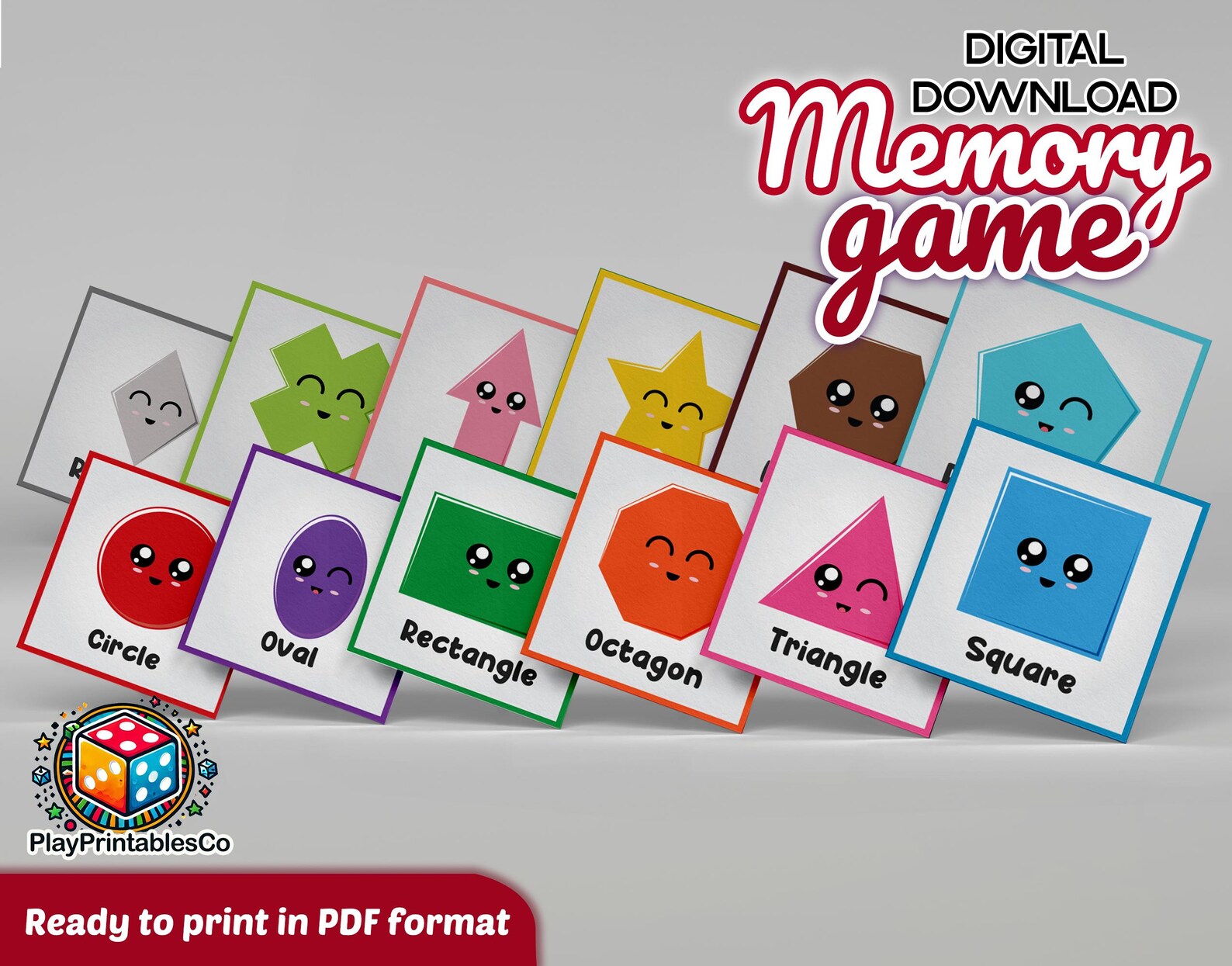 Shapes Memory Matching Game: Preschool Geometry Activity (PDF) - Etsy