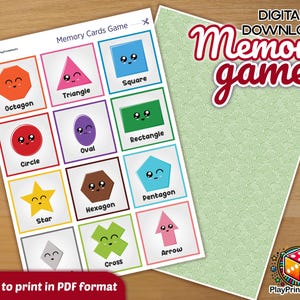 Shapes Memory Matching Game: Preschool Geometry Activity (PDF) - Etsy