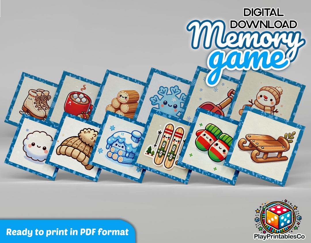 Winter Memory Matching Game: Printable Preschool Activity (digital ...