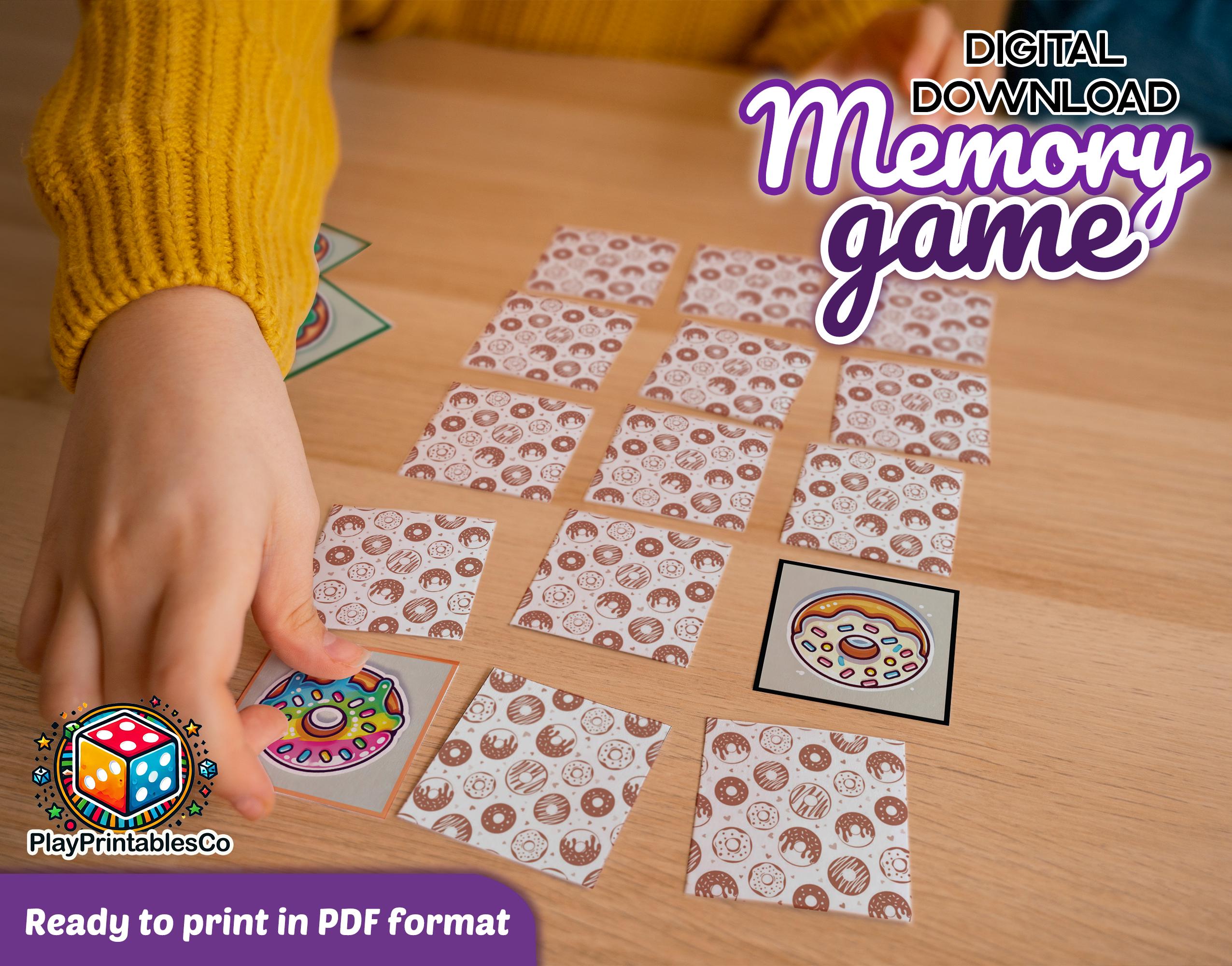 Donut Memory Game Printable – Matching Game for Kids – Digital Download ...