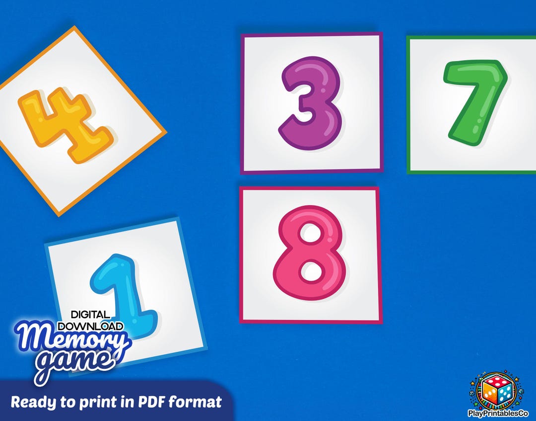 Number Memory Game: Printable Math Matching for Toddlers (PDF) - Etsy