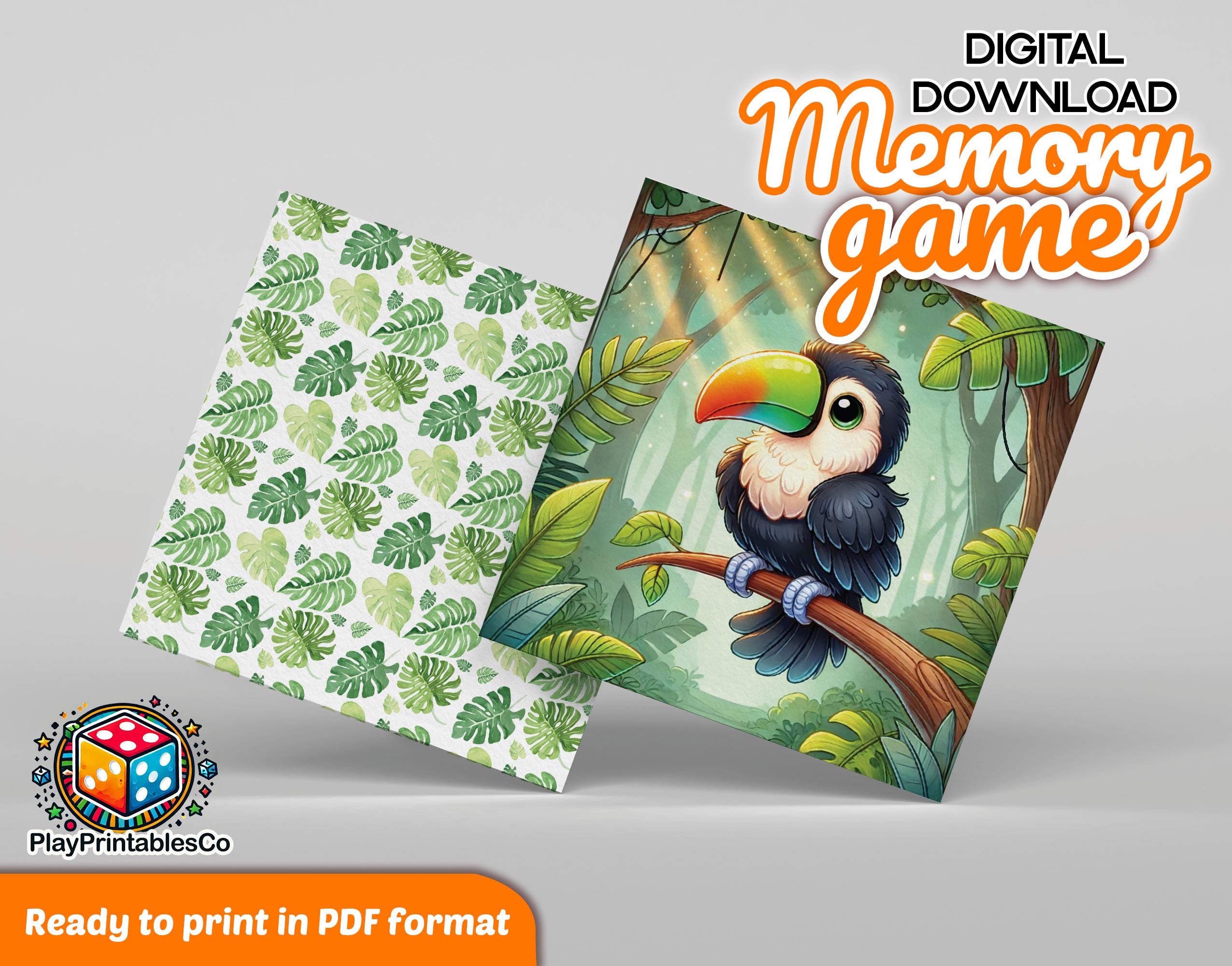 Jungle Animal Memory Game: Printable Matching Game for Toddlers (PDF ...