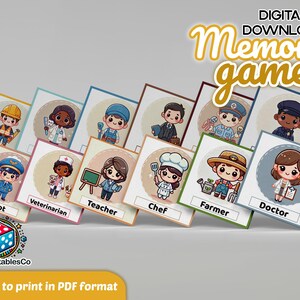 Printable Jobs Memory Game: Educational Matching Cards (PDF Download ...