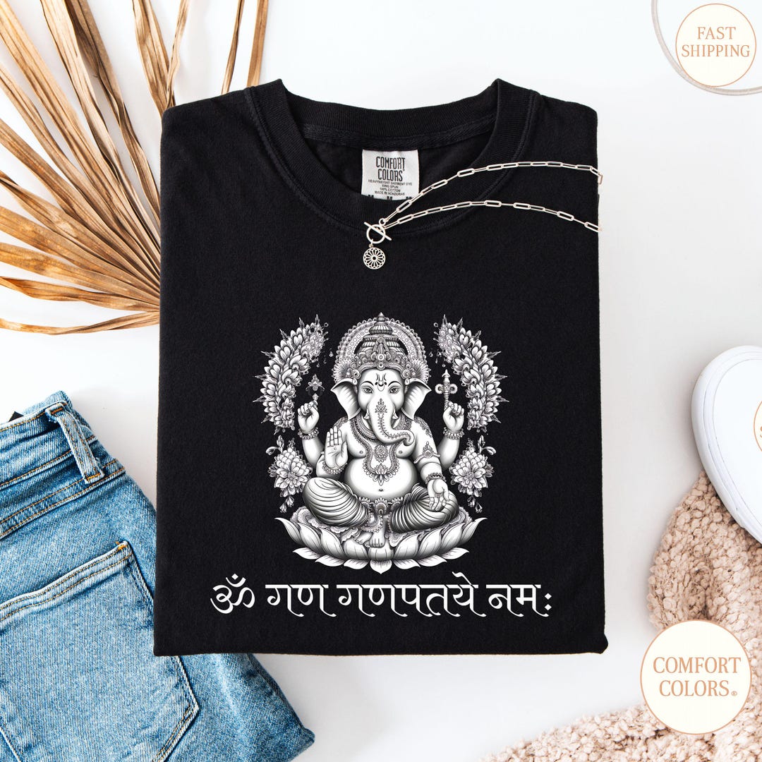 Ganesha Mantra Shirt: Om Namah Sanskrit Tee - Comfort Colors® Yoga Gift ...