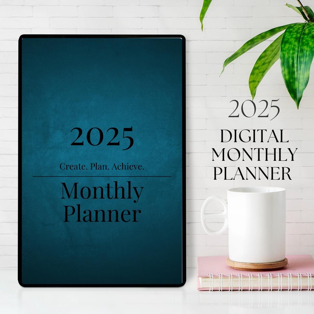 2025 Monthly Planner | Printable & Digital PDF | Fillable, Minimalist ...