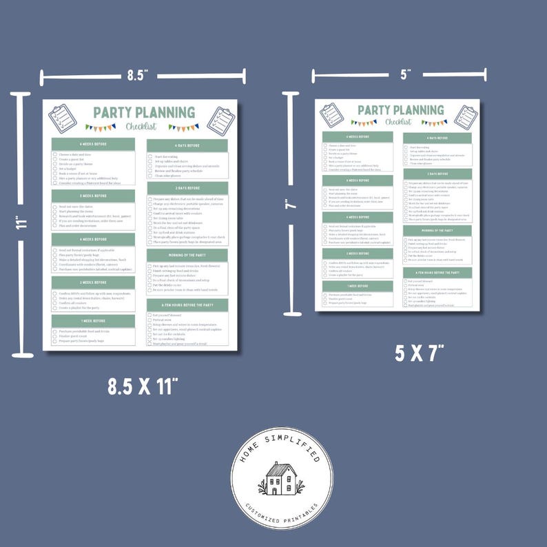 Party Planning Checklist; Editable and Printable; 8.5x11 & 5x7 To-do ...