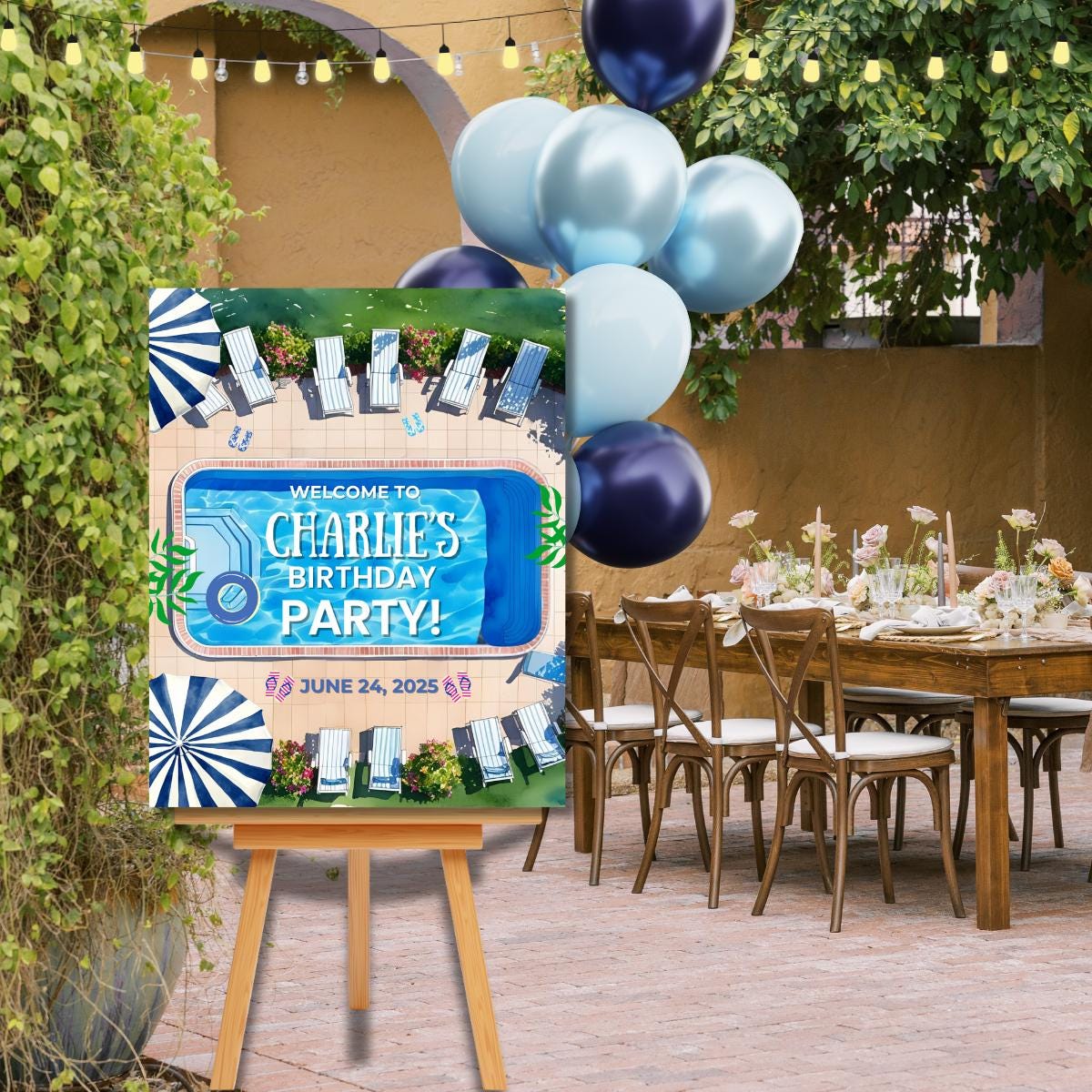 Pool Party Welcome Sign; Editable Canva Template; Printable Summer Pool ...