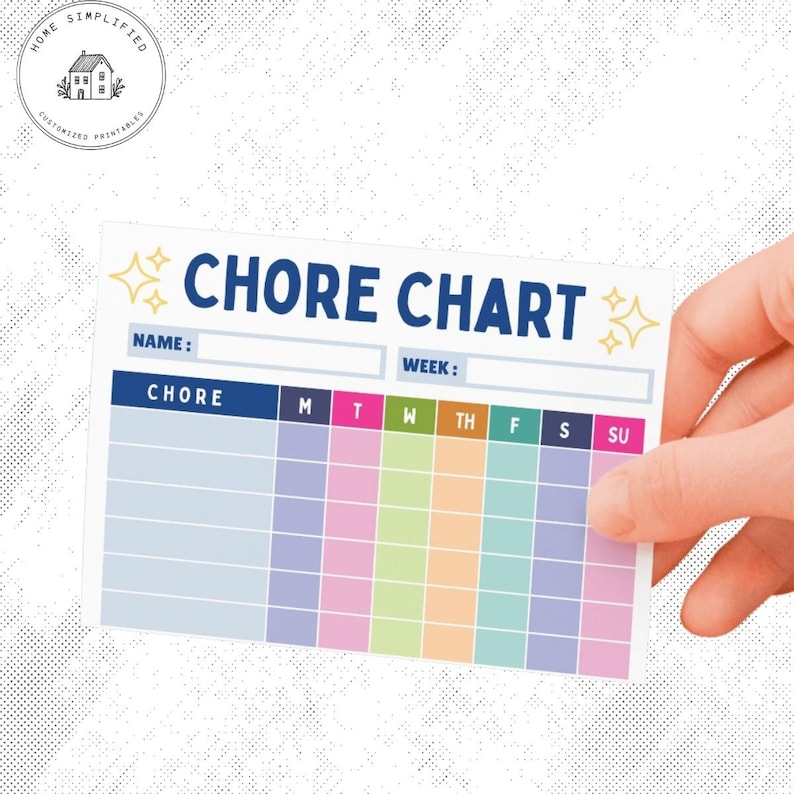 Weekly Chore Chart for Kids, Printable and Editable (PDF & Canva ...