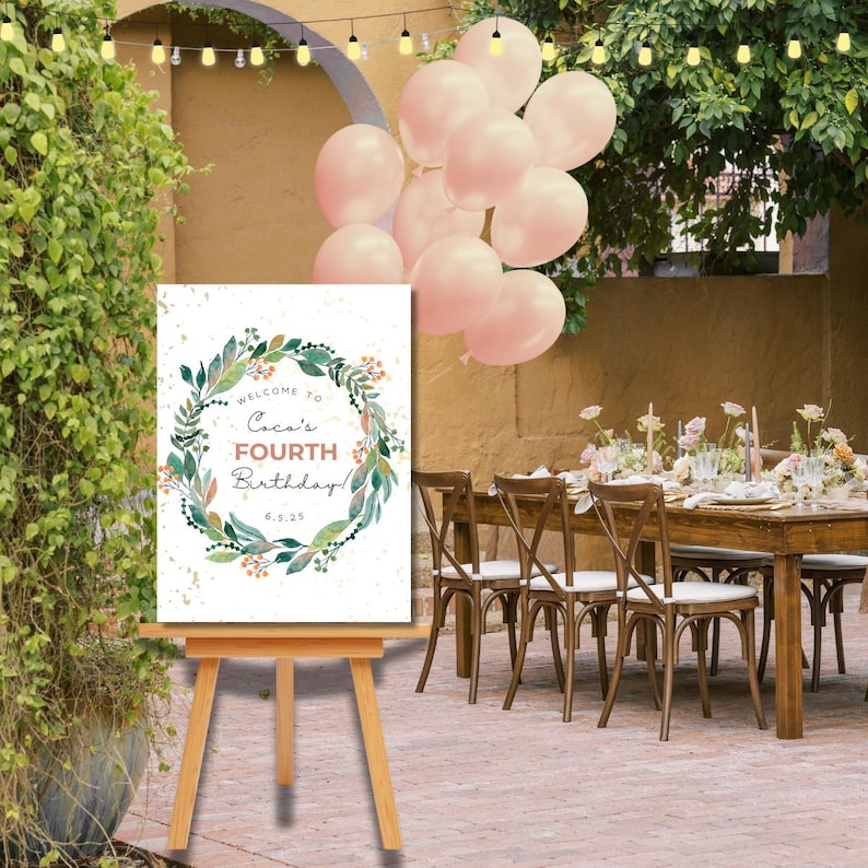 Editable Birthday Welcome Sign; Floral Printable Sign for Party Decor ...