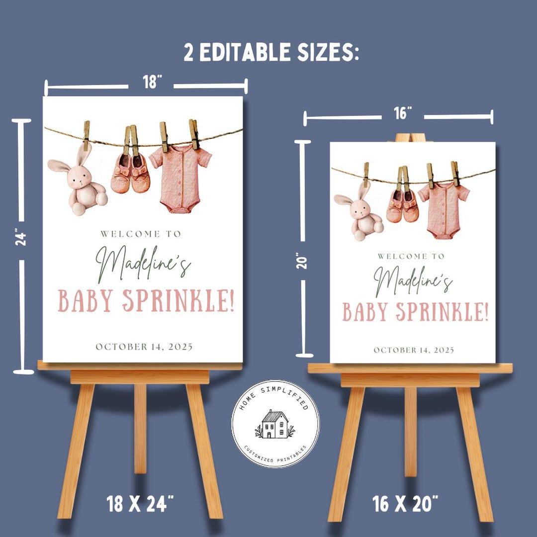 Baby Sprinkle Welcome Sign Template; Editable Baby Shower Sign; Girl ...