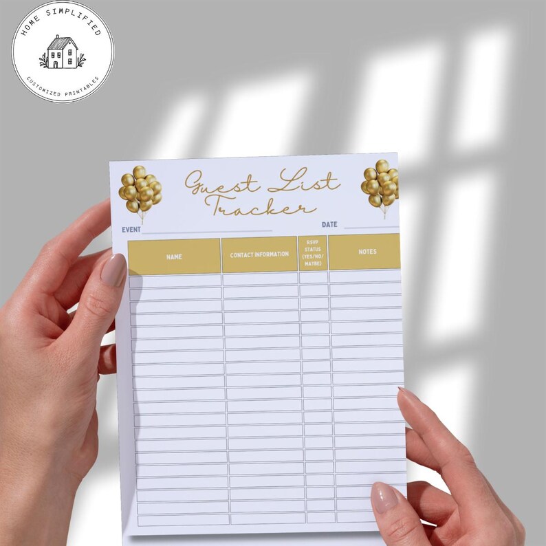 50th Birthday Guest List Tracker; Printable RSVP Tracker PDF; 5x7 and 8 ...