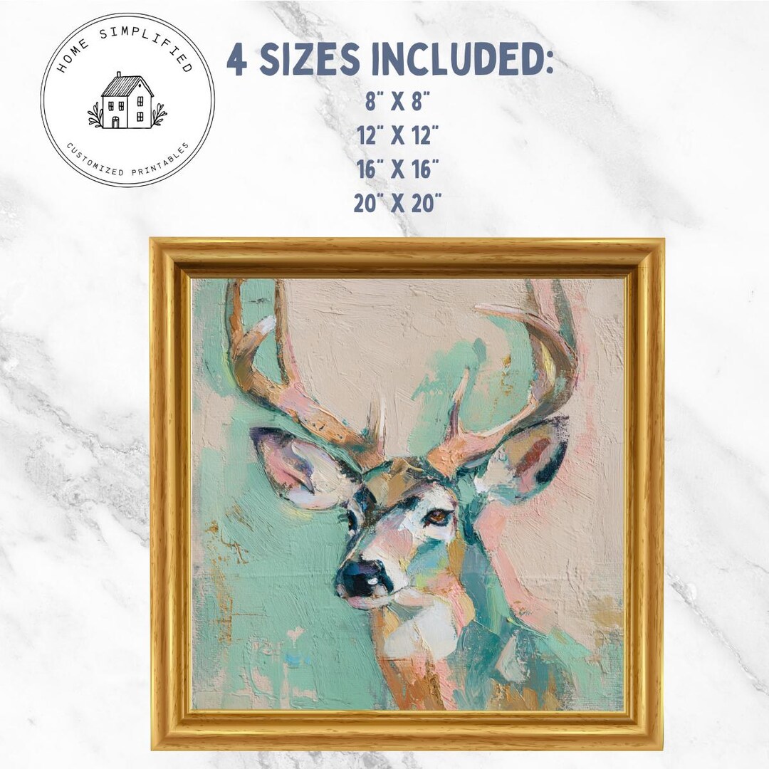 Abstract Stag Wall Art Printable; Deer Artwork; Rustic Woodland Animal ...