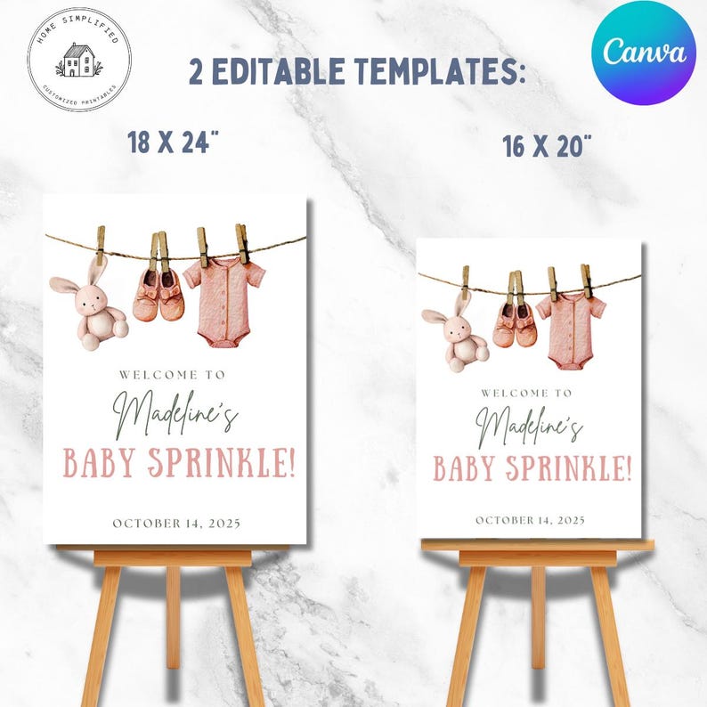 Baby Sprinkle Welcome Sign Template; Editable Baby Shower Sign; Girl ...