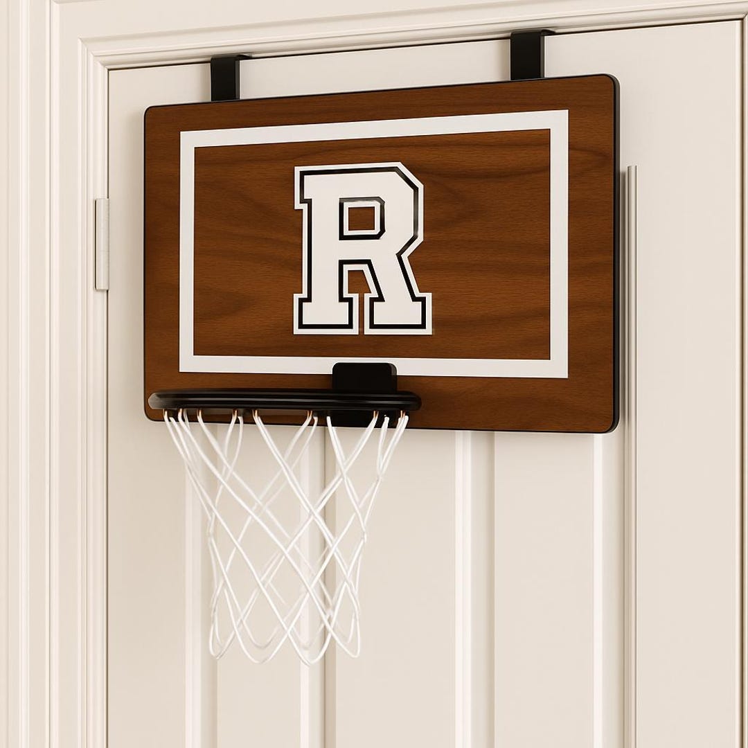 Personalized Mini Basketball Hoop | Custom Wood Look Acrylic Basketball ...