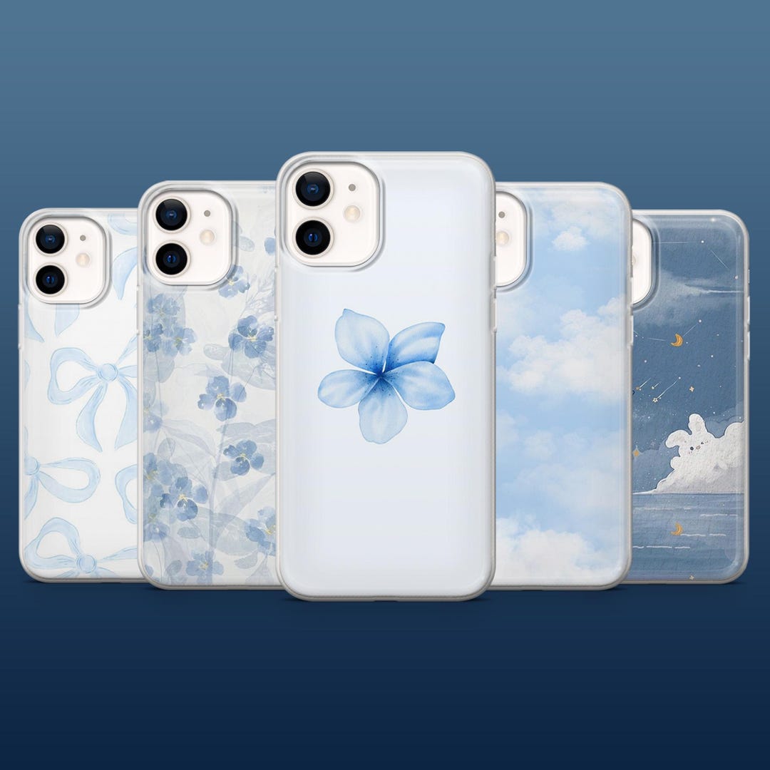 Blue Phone Case Sky Blue Pastel Cover for iPhone 16pro, 15, 14, 13, 12 ...