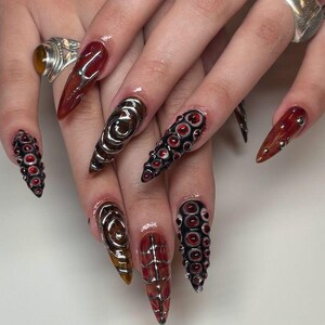 3D Horror Press on Nails, Creepy Eye Gothic Nail Set, Handmade Spooky ...