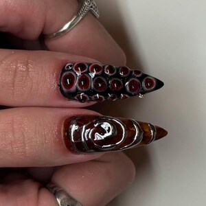 3D Horror Press on Nails, Creepy Eye Gothic Nail Set, Handmade Spooky ...