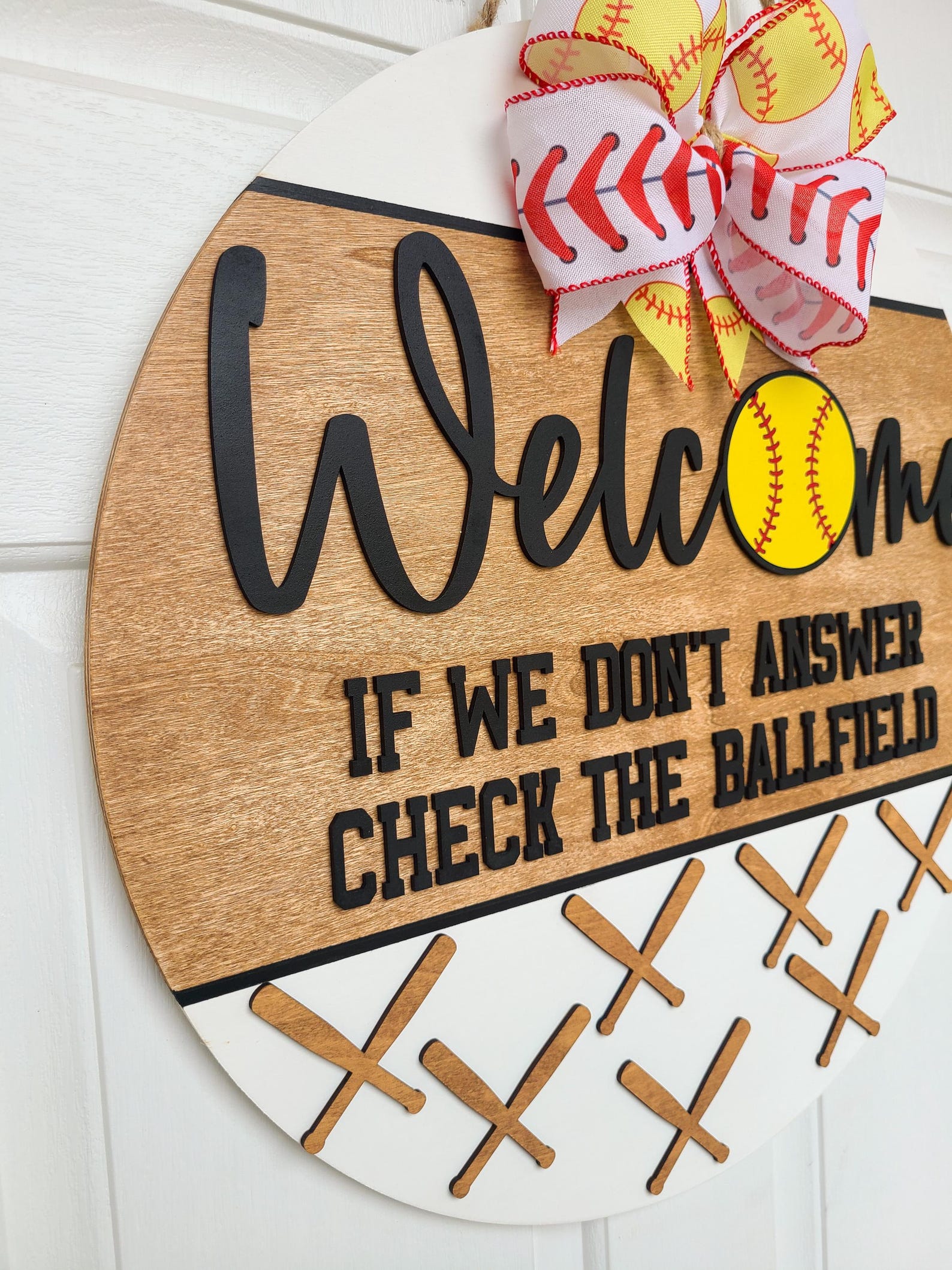Softball Front Door Decor| Welcome Sign| Softball| Summer Wreath ...