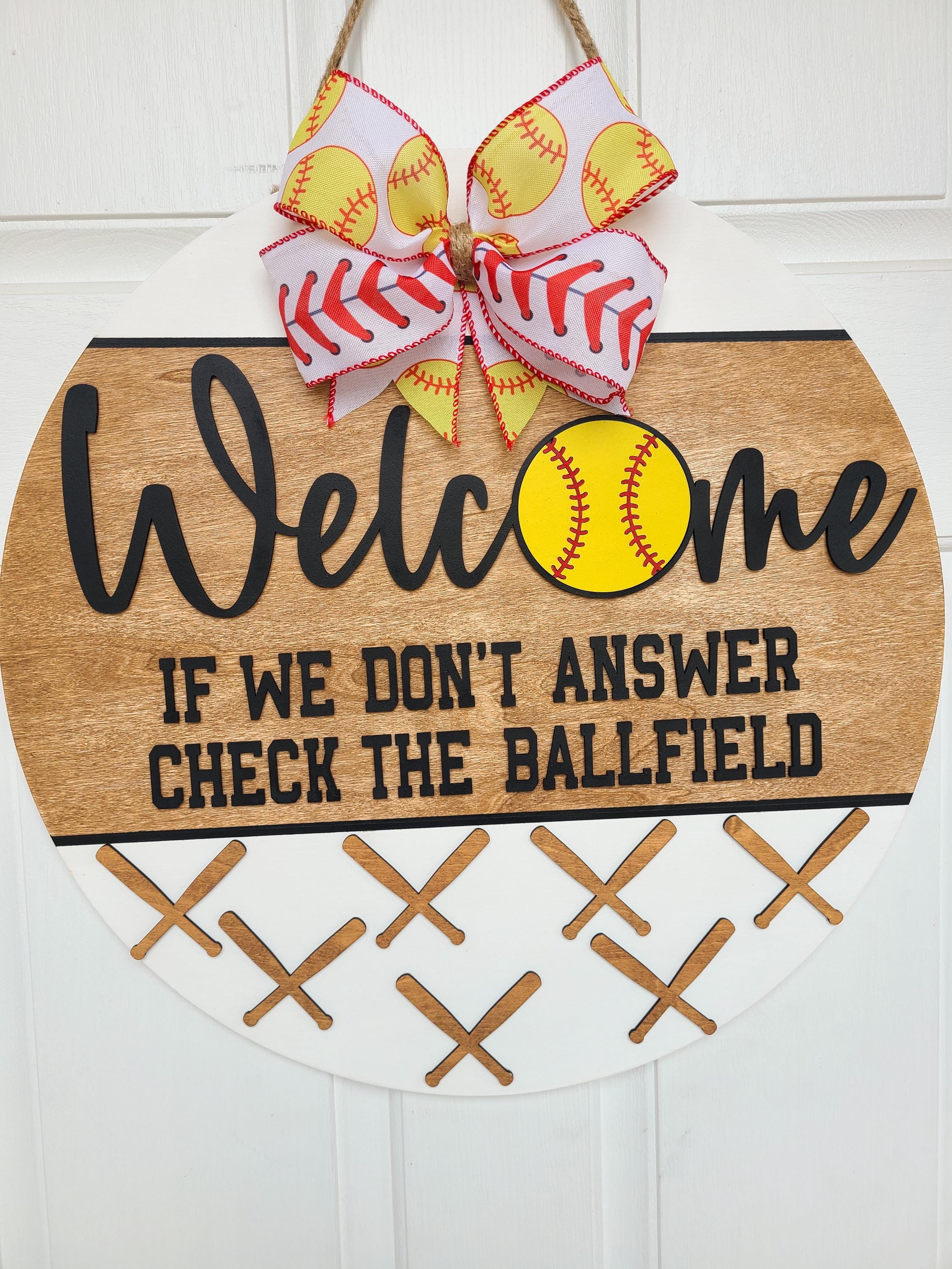 Softball Front Door Decor| Welcome Sign| Softball| Summer Wreath ...
