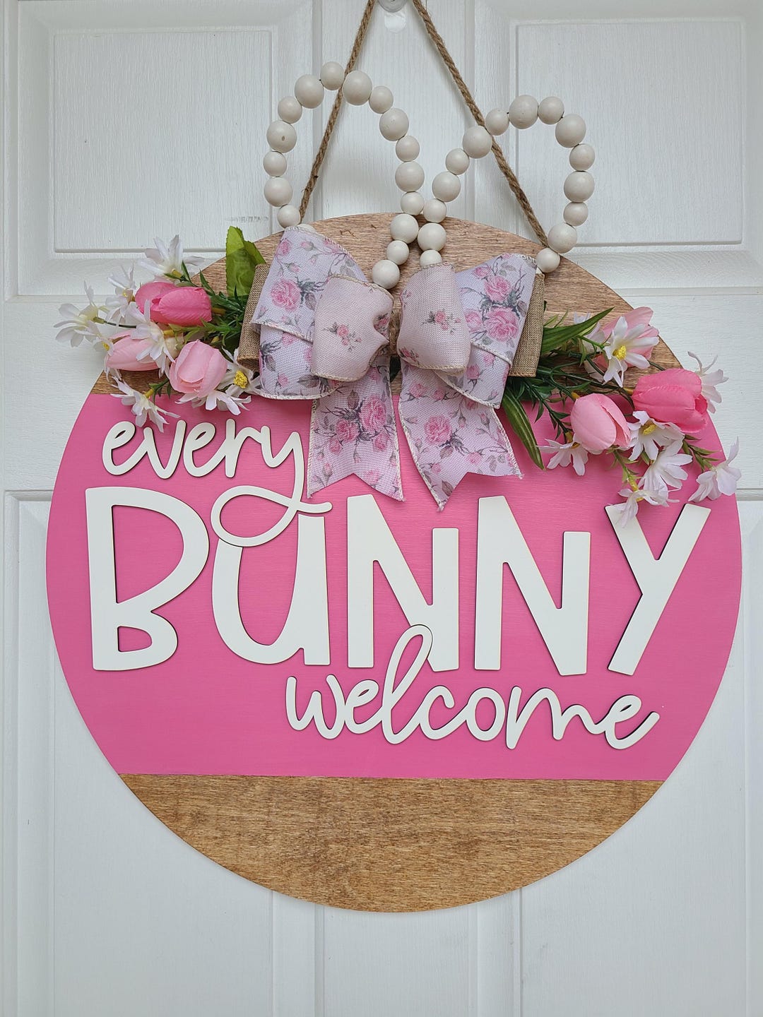 Happy Easter Door Hanger, Every Bunny Welcome Front Door Decor, Bunny ...