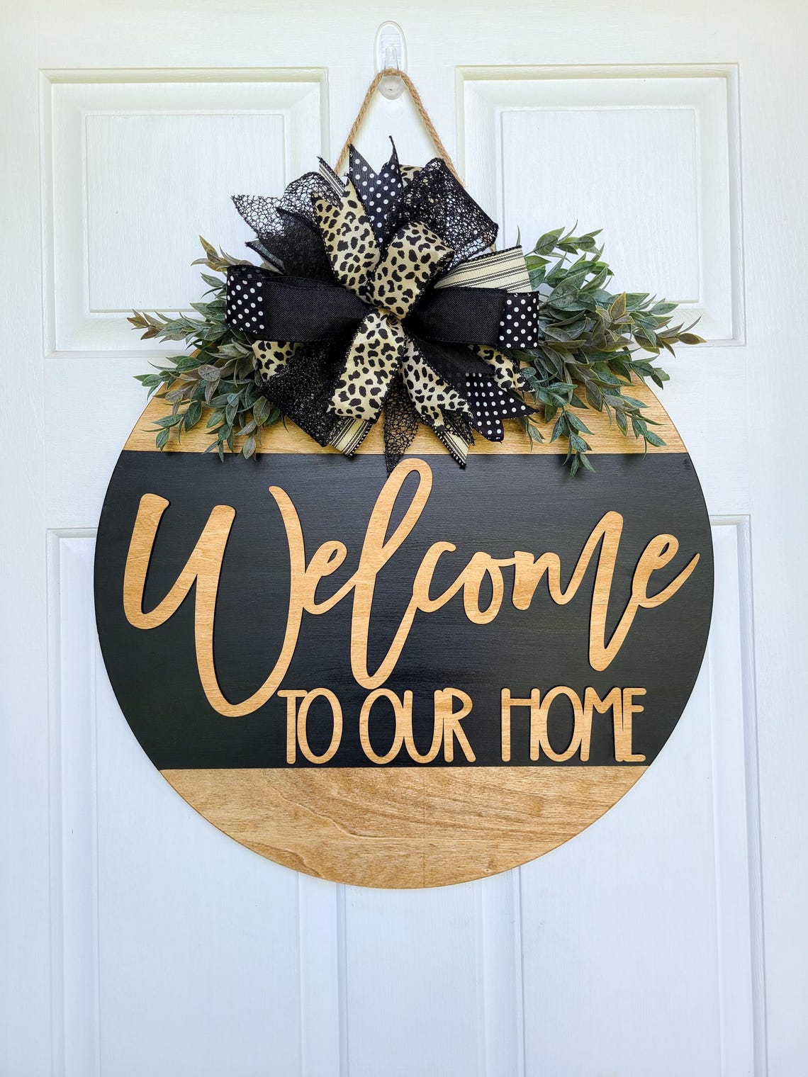 Welcome Home Door Hanger: Leopard Print, Neutral Decor - Etsy
