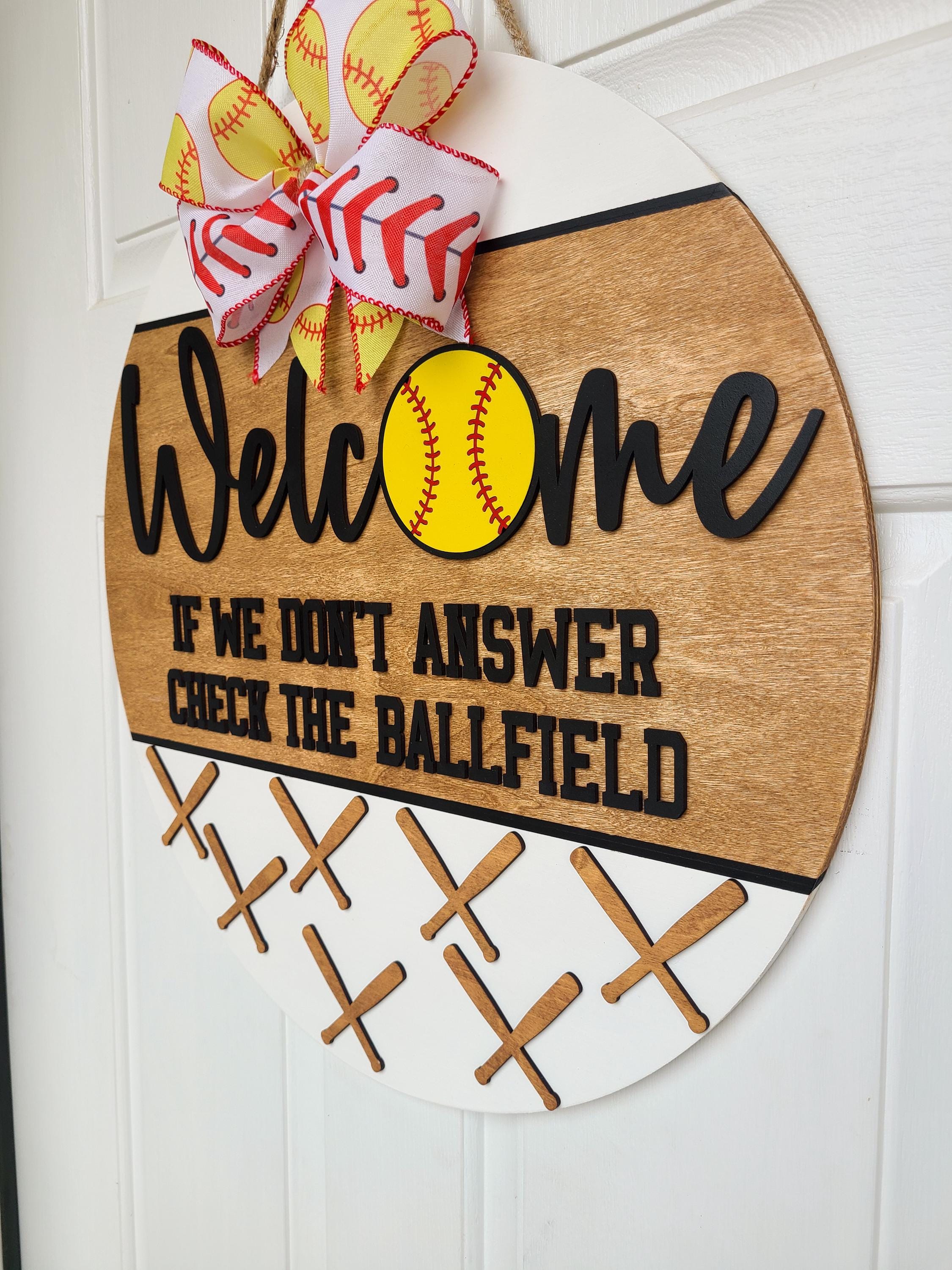 Softball Front Door Decor| Welcome Sign| Softball| Summer Wreath ...