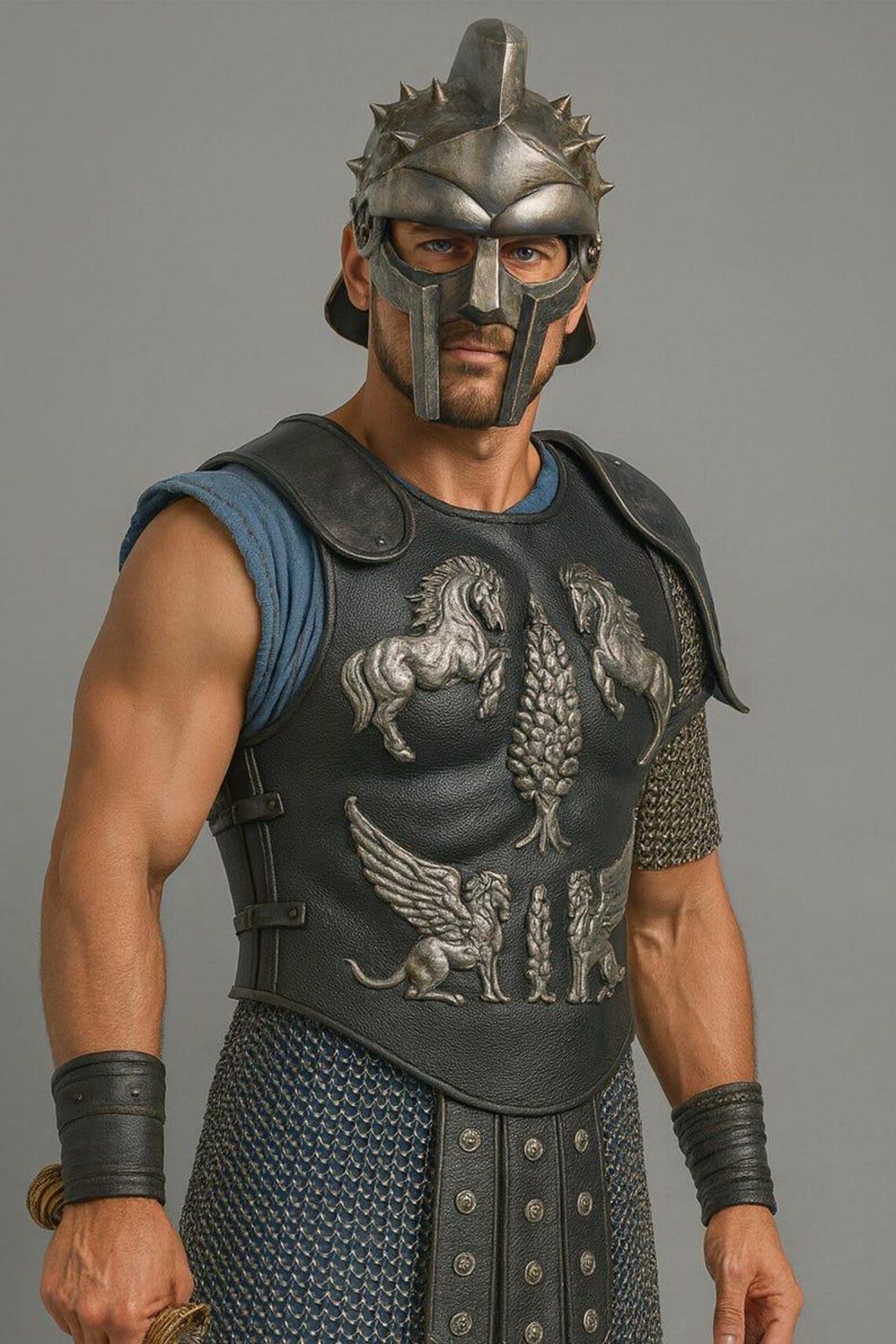 Medieval Gladiator Costume: Maximus Full Body Suit, Helmet, Shield ...