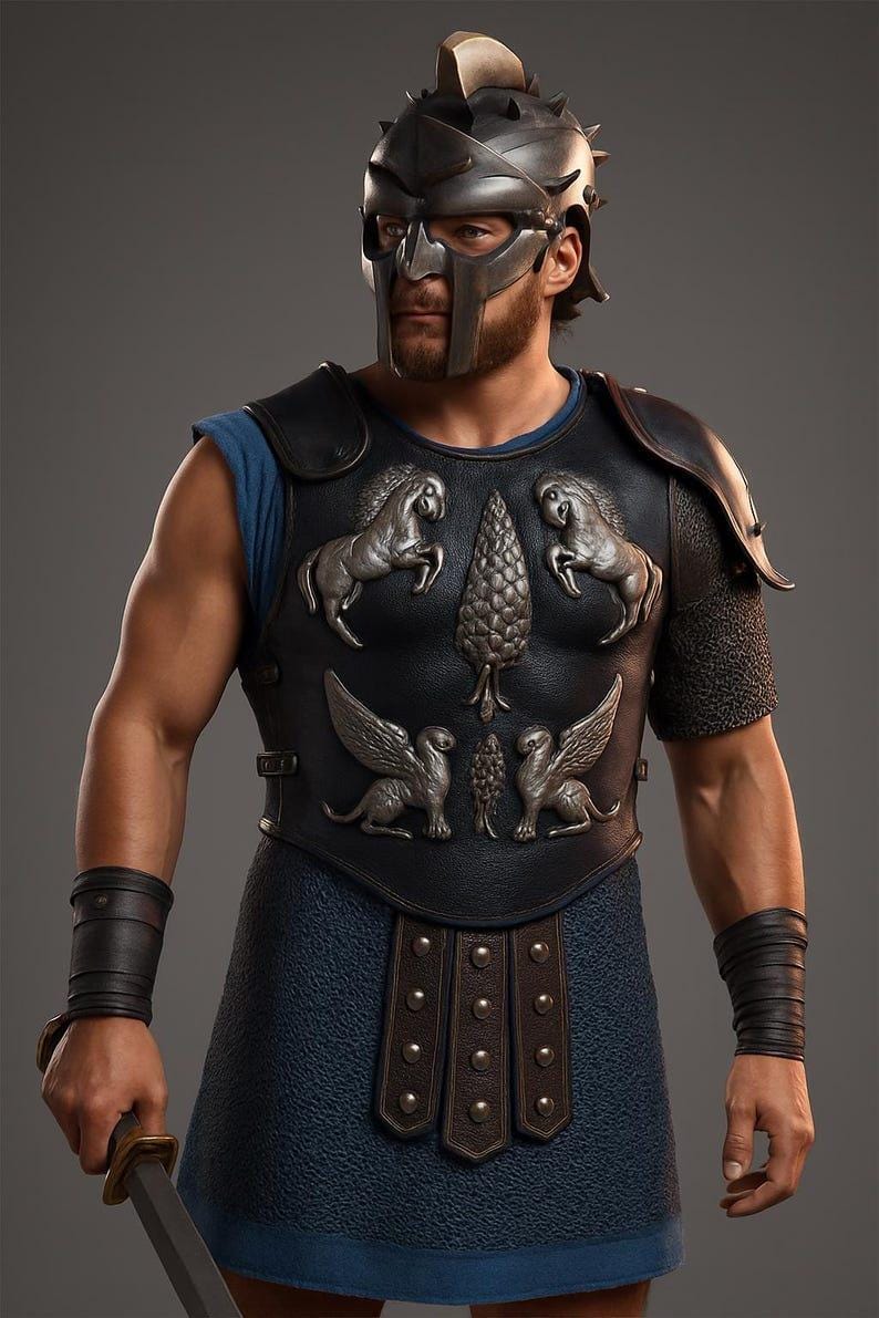 Medieval Gladiator Costume: Maximus Full Body Suit, Helmet, Shield ...