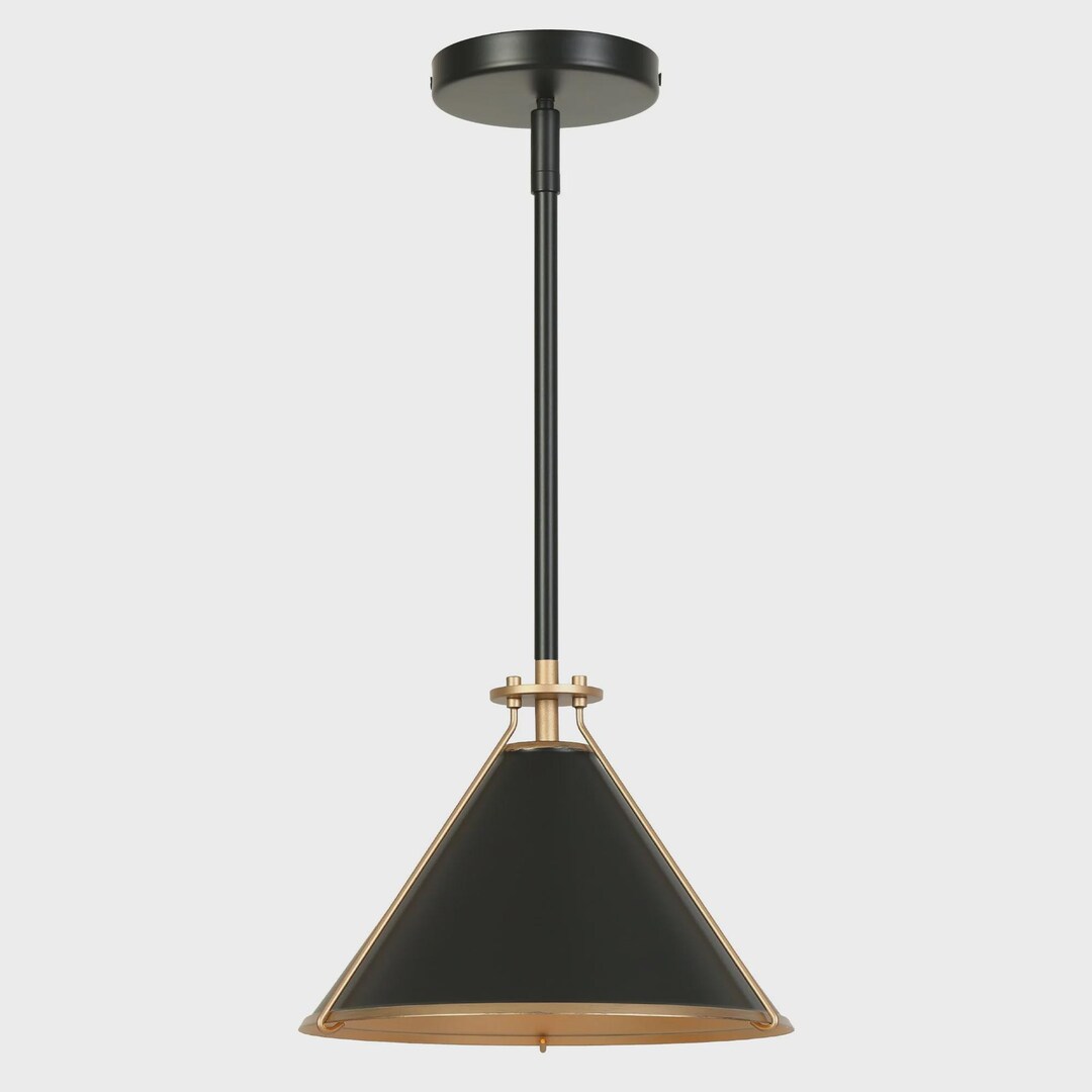 1950s Mid-century Modern Black & Brass Pendant – Lumina Cradle Cone ...