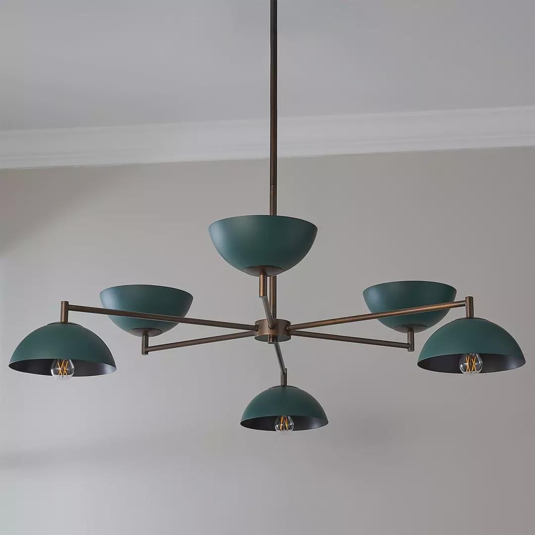 1950's Mid Century 6 Light Celling Flush Mount Fixture Pendant Light ...