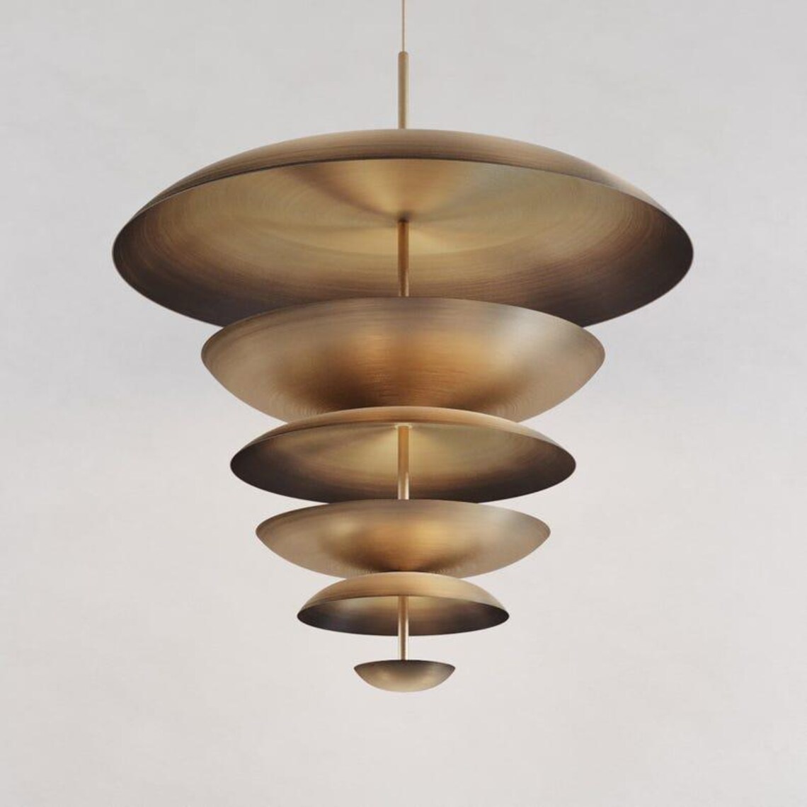 1950's Mid Century 9 Light Celling Raw Brass Brass Flush Mount Fixture ...