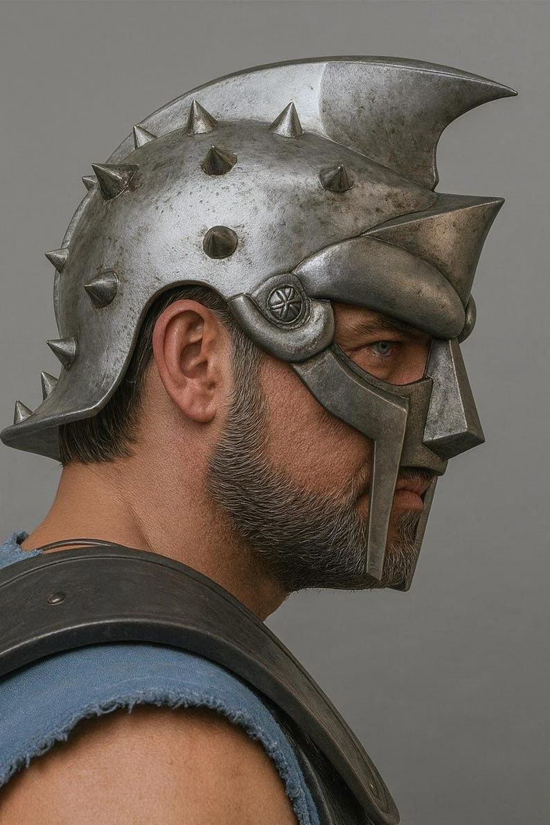 Medieval Gladiator Costume: Maximus Full Body Suit, Helmet, Shield ...