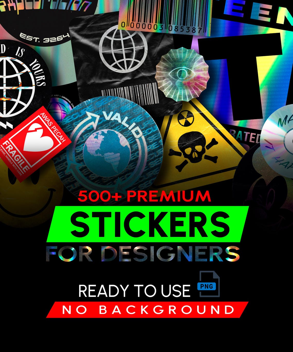 Design Pack 500 Premium Stickers for Designers + 400 Exclusive Textures ...