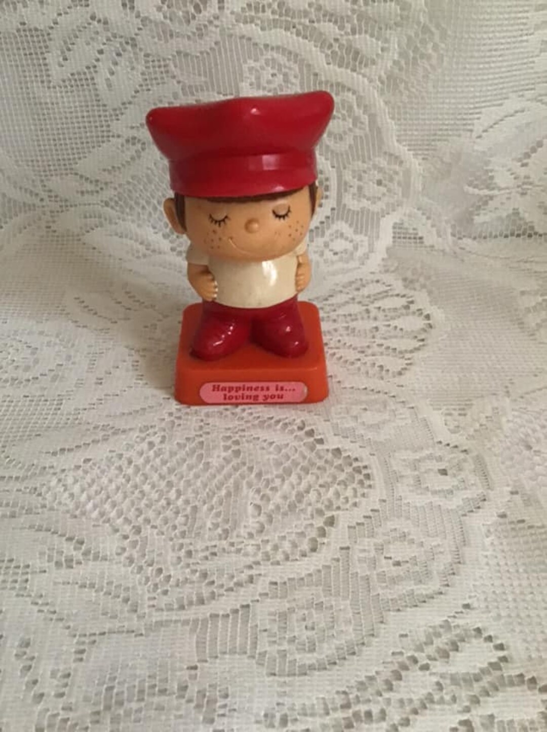 Vintage 1970's Figurine Knick Knack Dated 1972 Plastic Little Boy With ...