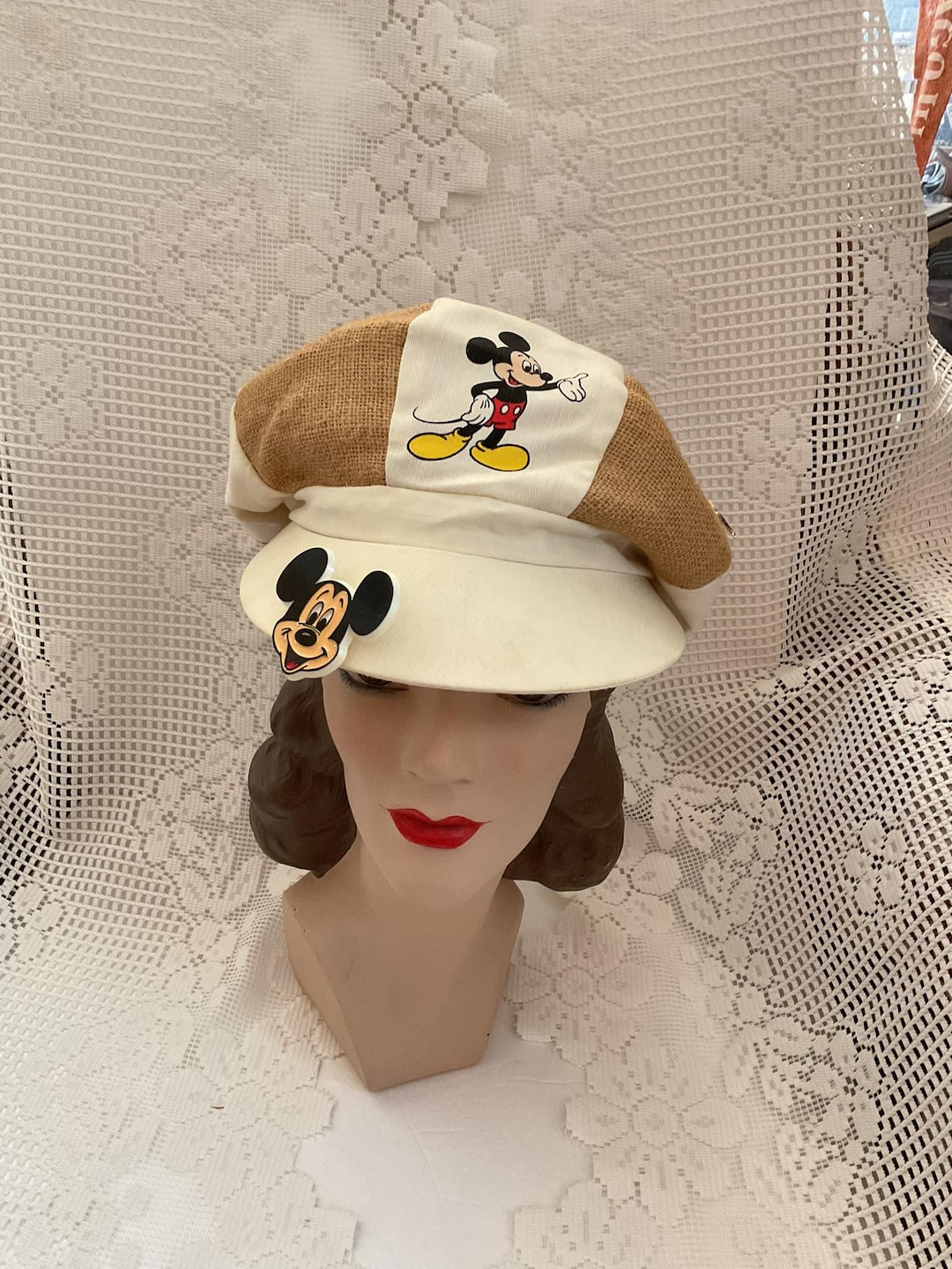 Vintage 1980's Hat Cap Cartoon Mouse With Three Pins Attached to the ...
