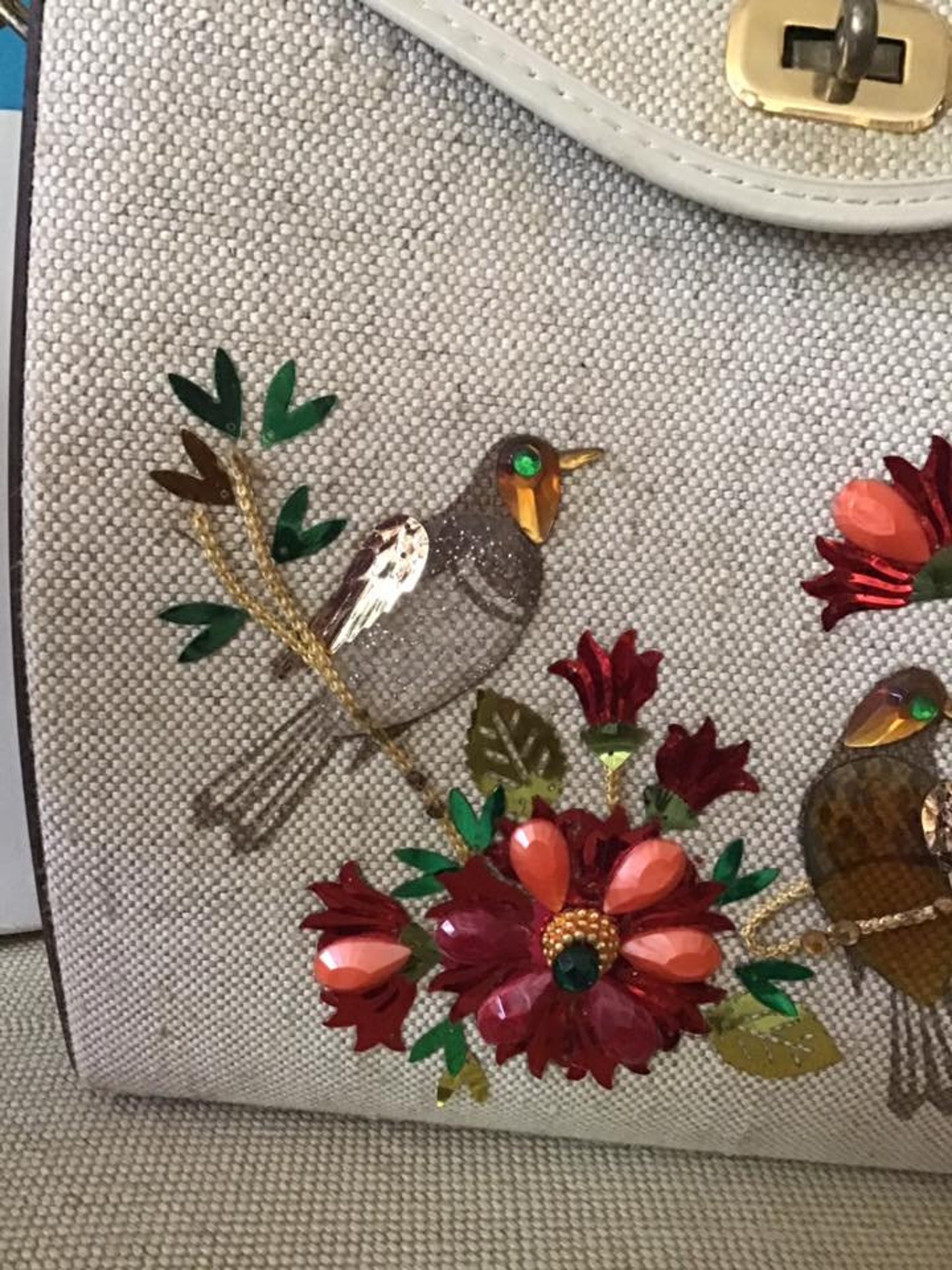 Vintage 1960s 1970s Handbag Home Made Decorated Bag From A Kit Cream ...
