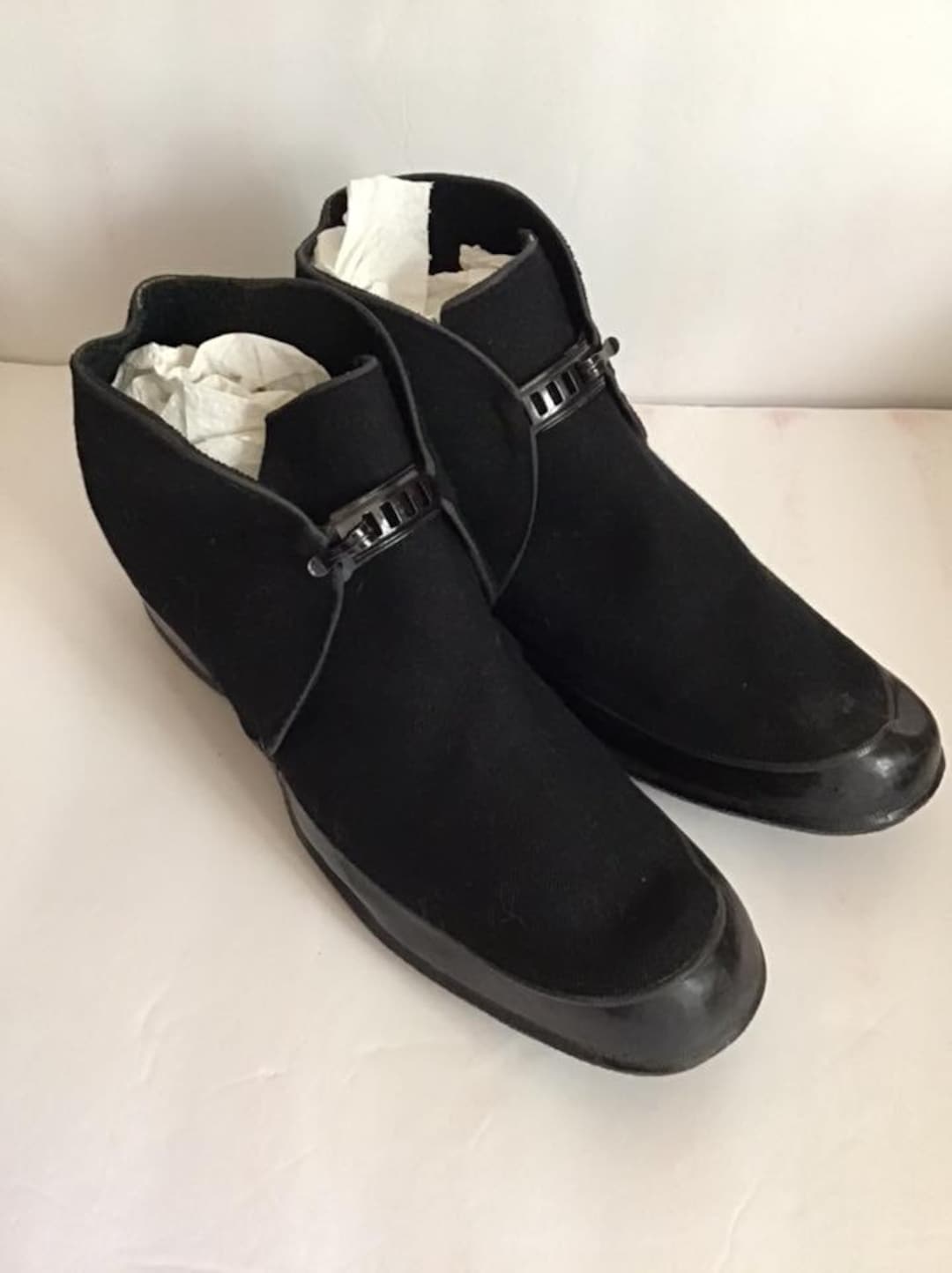 Vintage 1920's Boots RARE Ladies Black Overboots One Buckle Artic Non ...