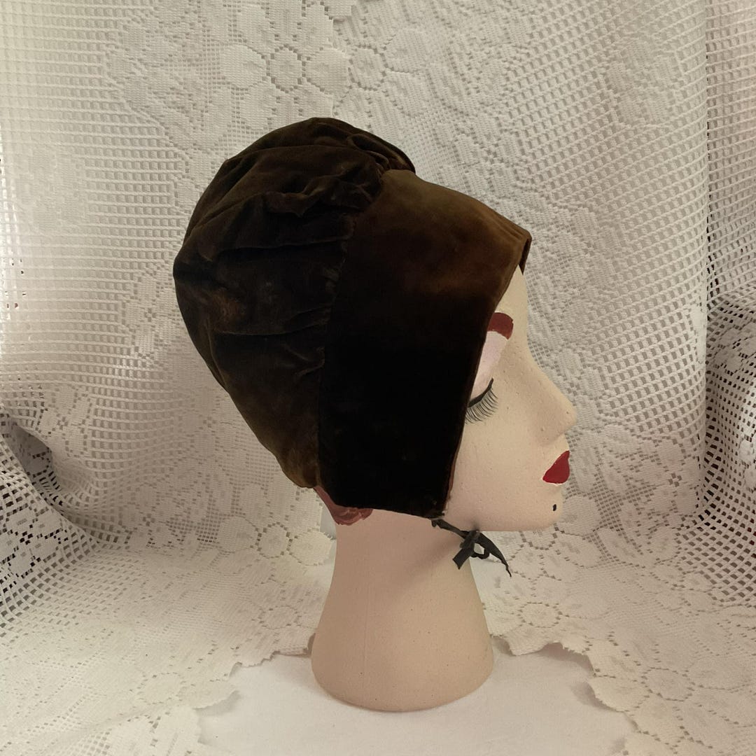 Victorian 1880's 1890's Bonnet Hat Young Girl or Larger Doll Dark Brown ...