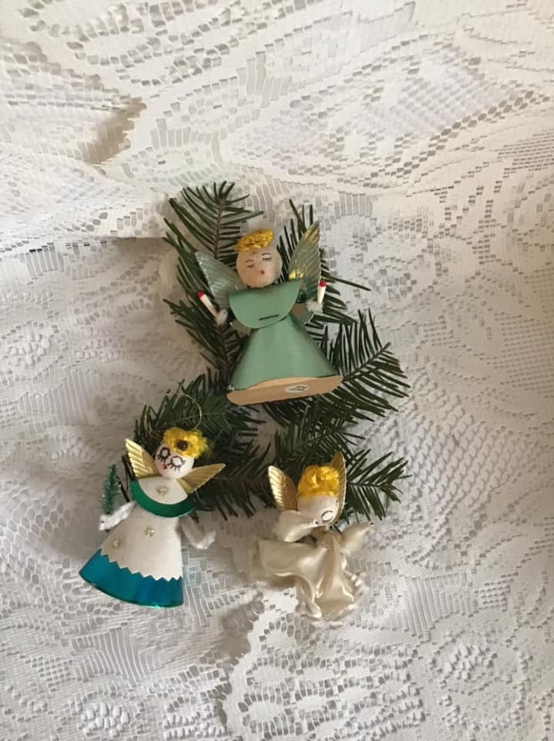 Vintage 1940's 1950's Angels Set of 3 Spun Cotton Angels 2 Are Paper ...