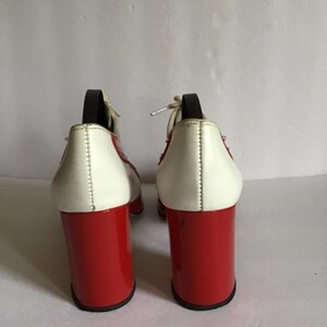 Vintage 1960's 1970's Shoes Platforms RARE Spectator Oxfords Red Patent ...