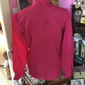 Vintage 1970's Blouse Top Raspberry Color High Collar *alicia* Button ...