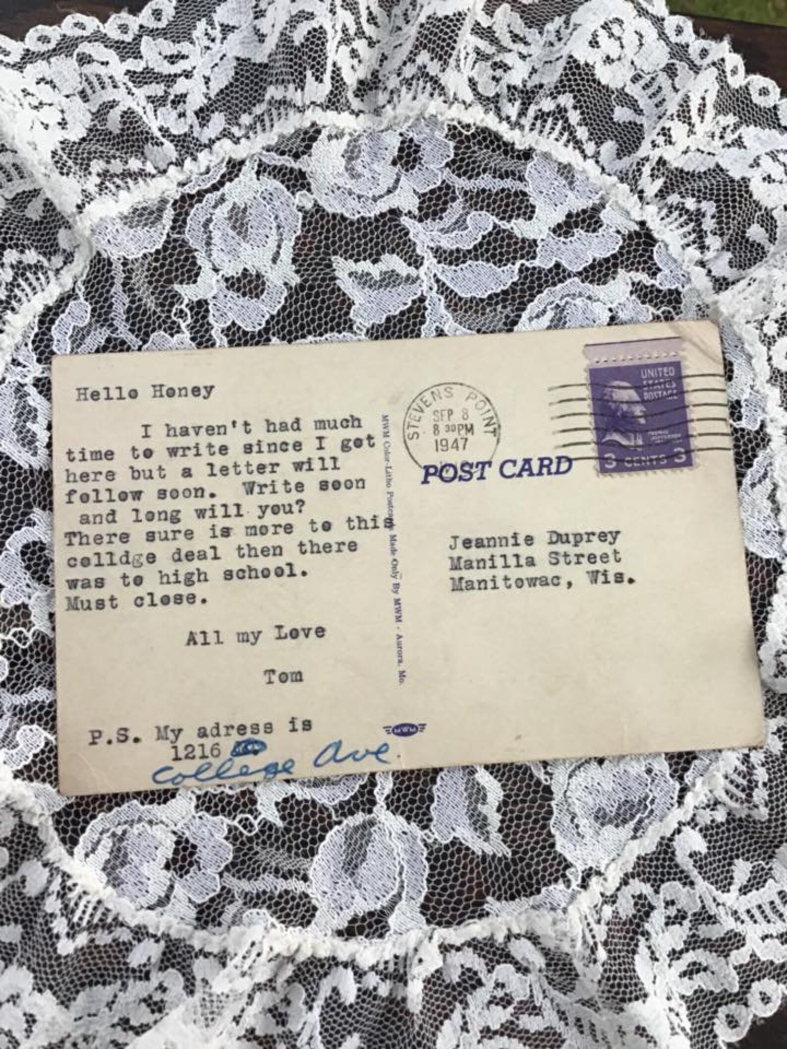 Vintage 1940s Postcard (dated Sept 8, 1947) Cute Little Girl With Hair ...