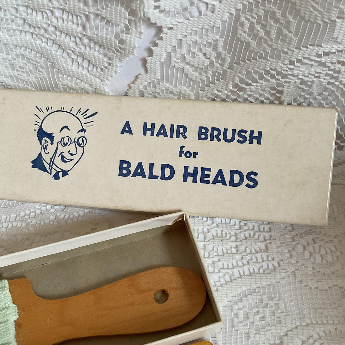 Vintage 1930's Bald Head Hair Brush & Comb Joke Gift for Someone With A ...