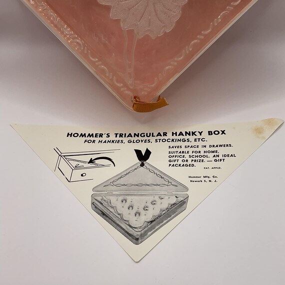 Vintage 1950's 1960's Hanky Box Marbled Pink Plastic … - Gem