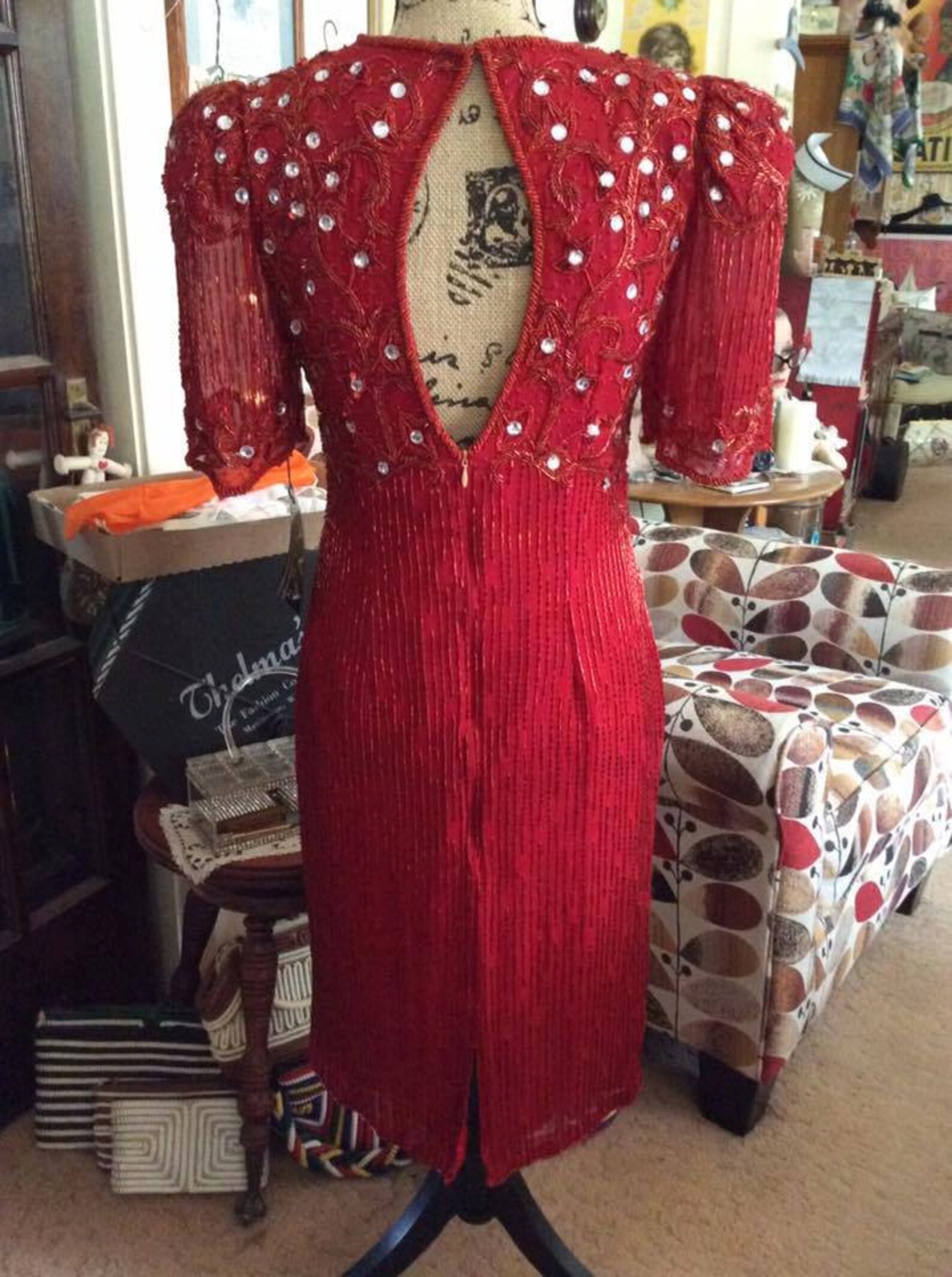 Vintage 1980s Dress Deadstock With Original Tags RED Beaded - Etsy