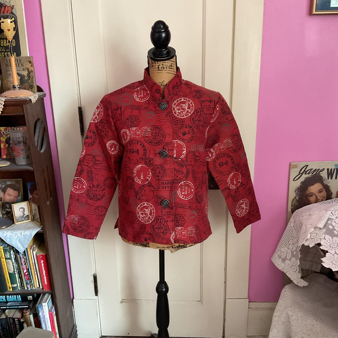 Vintage 1990's Jacket Rusty Red Color Metal Buttons Shoulder Pads ...