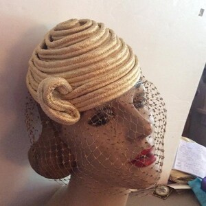 Vintage 1950s Hat Gold Lame Coil With Metallic Veil Unique - Etsy